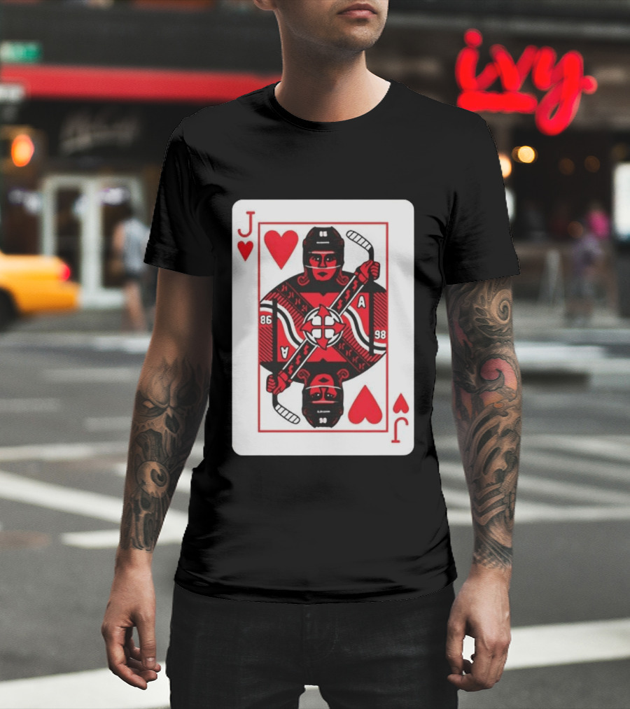 Jack Hughes Playing Card Hockey Jersey 86 Jack Of Hearts Ace T-Shirt