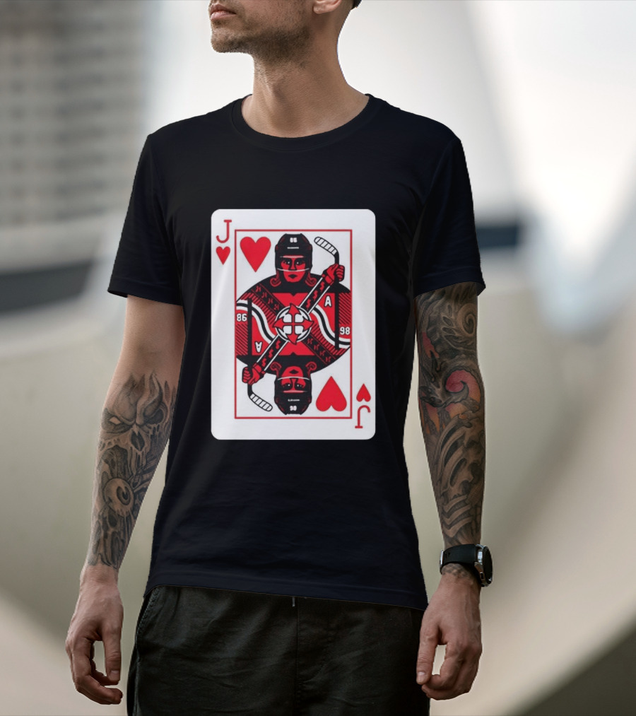 Jack Hughes Playing Card Hockey Jersey 86 Jack Of Hearts Ace T-Shirt