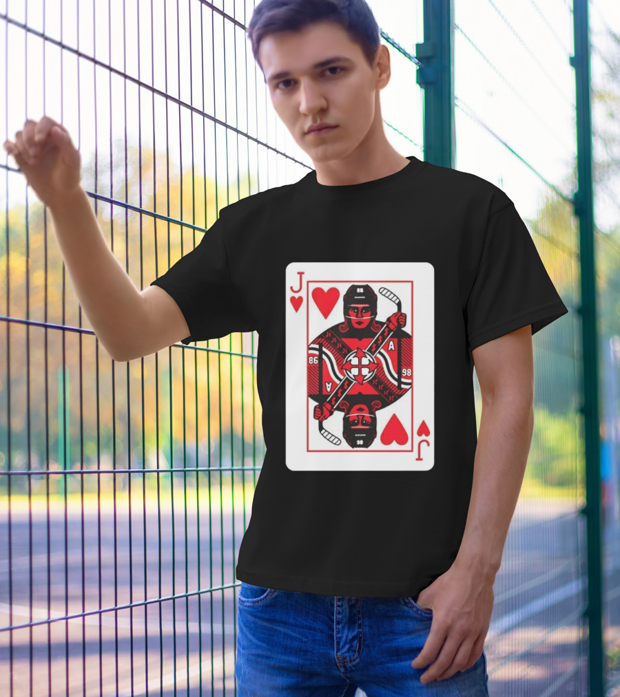 Jack Hughes Playing Card Hockey Jersey 86 Jack Of Hearts Ace T-Shirt