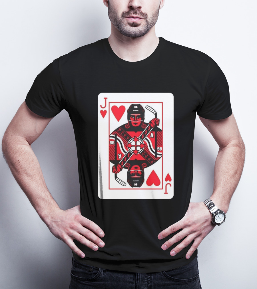 Jack Hughes Playing Card Hockey Jersey 86 Jack Of Hearts Ace T-Shirt