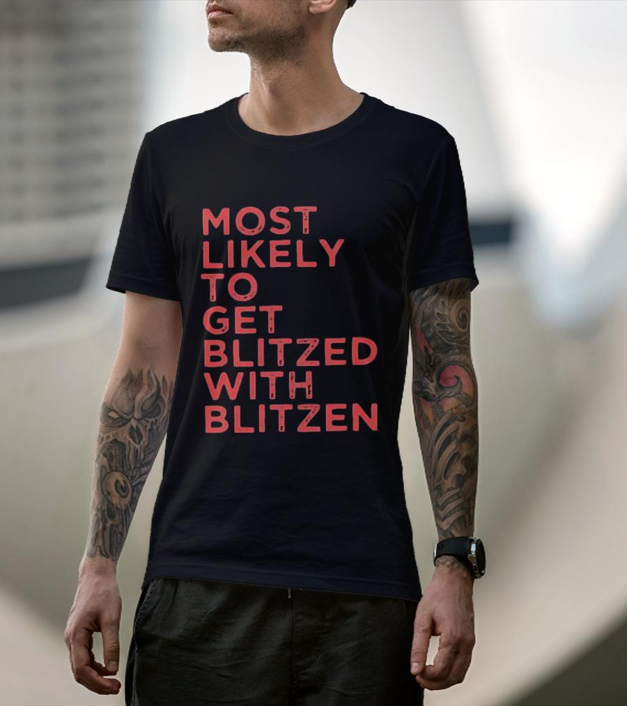 Most Likely To Get Blitzed With Blitzen Christmas T-Shirt