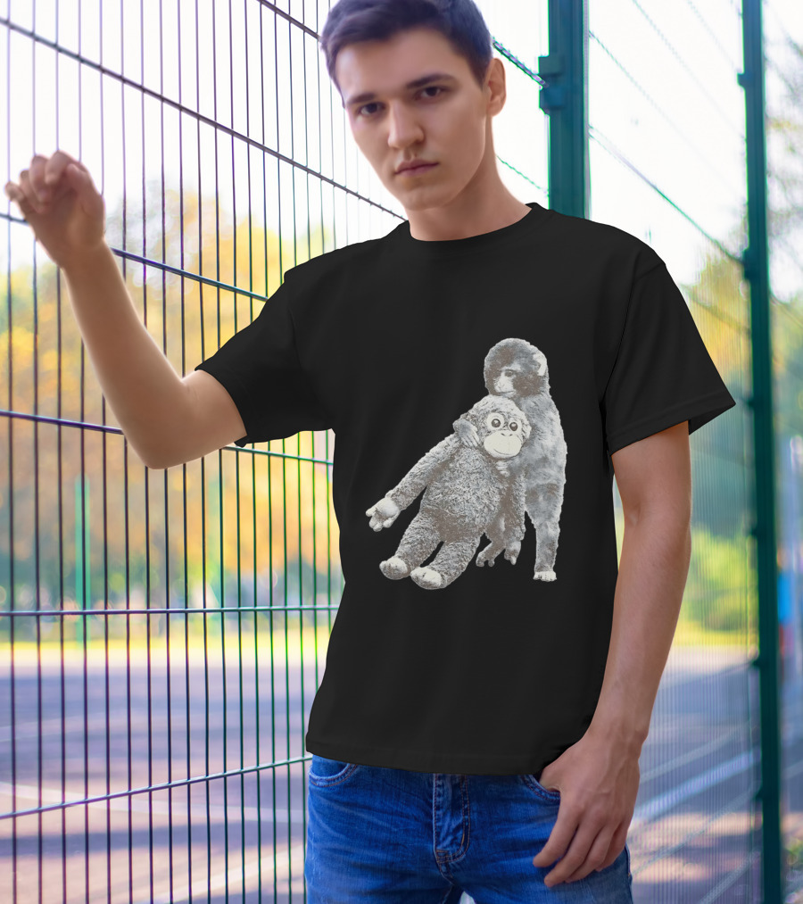 Punch Kun Monkey Plush Toy Hugging Scene T-Shirt