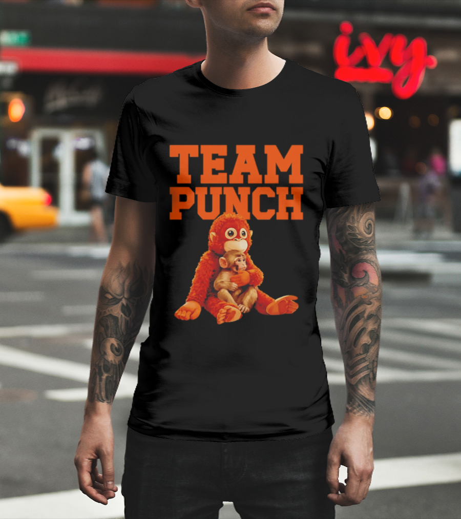 Team Punch Monkey Duo 2026 Vibrant Orange Characters T-Shirt