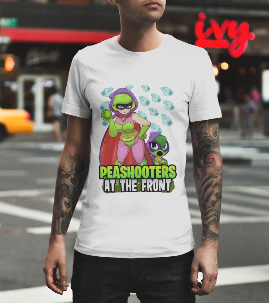 Peashooters At The Front Superhero Style Action Adventure T-Shirt