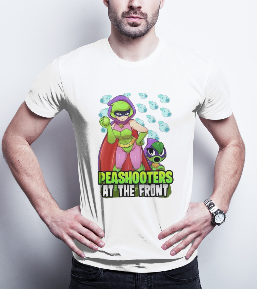 Peashooters At The Front Superhero Style Action Adventure T-Shirt