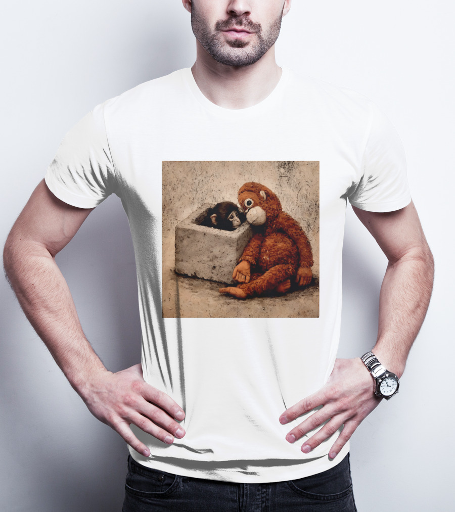 Punch Kun Punch The Monkey Cuddling Plush Toy Block Scene T-Shirt