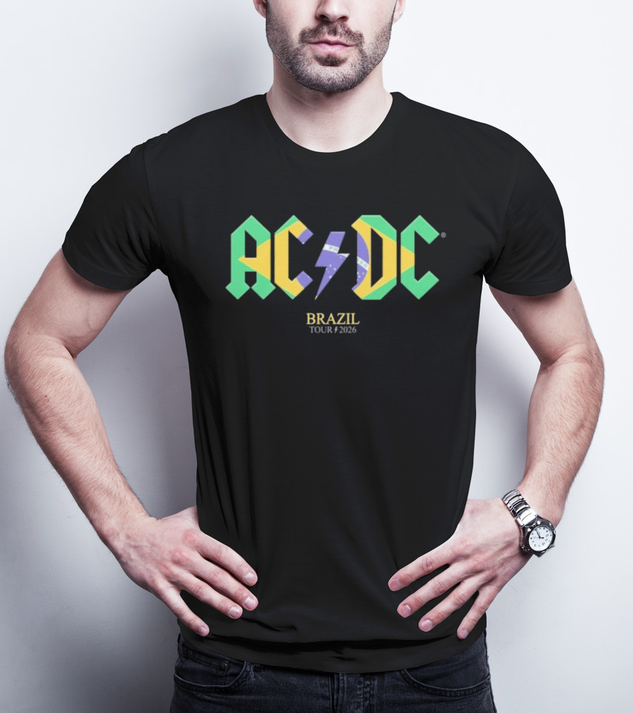 ACDC Brazil Tour 2026 Logo With Flag T-Shirt