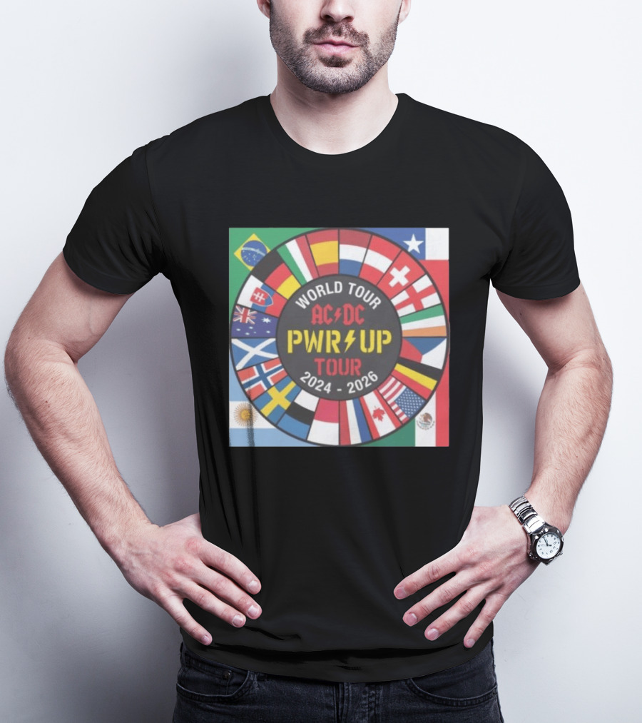 ACDC Pwr Up World Tour 2024 2026 International Flags Edition T-Shirt