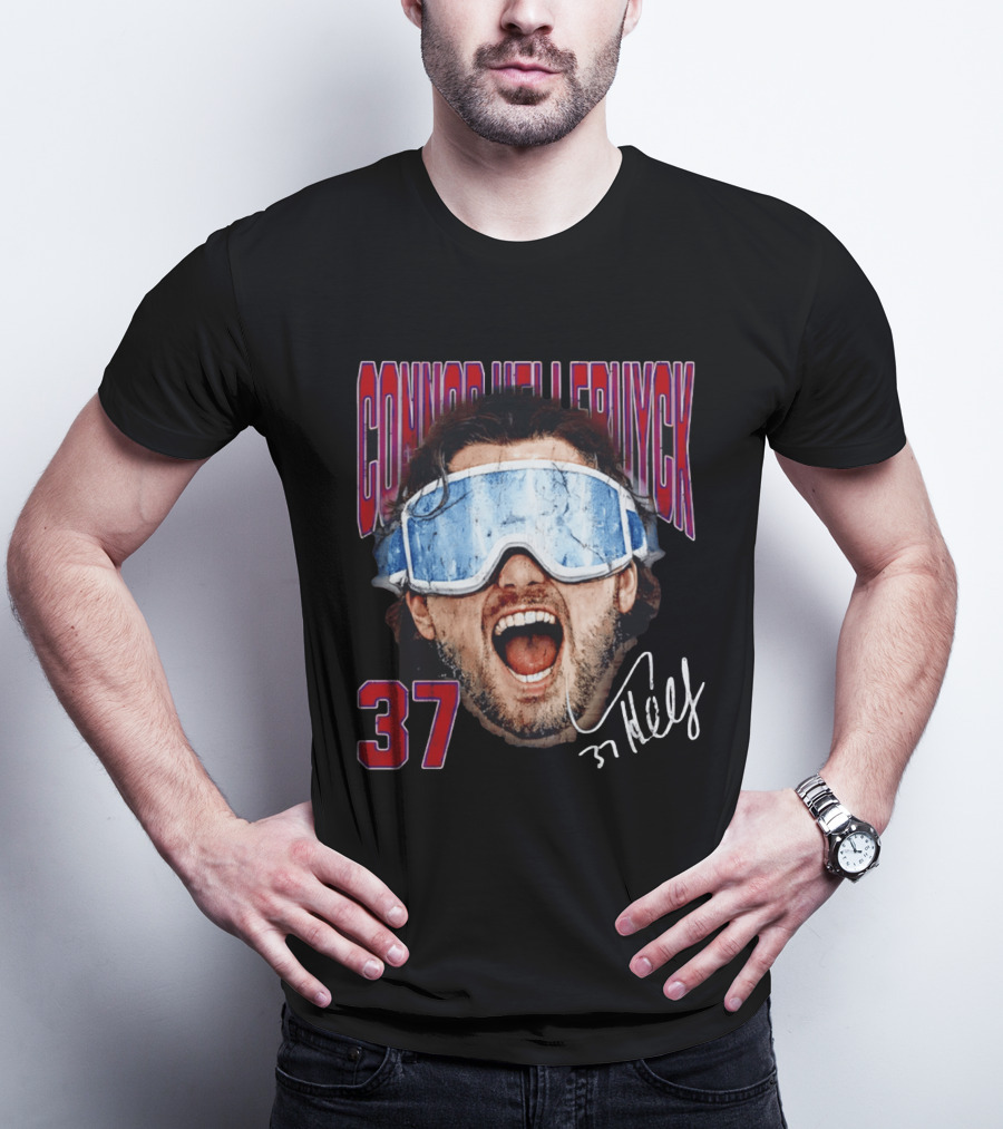 Connor Hellebuyck Winnipeg Jets Goggles 37 Big Head Image T-Shirt