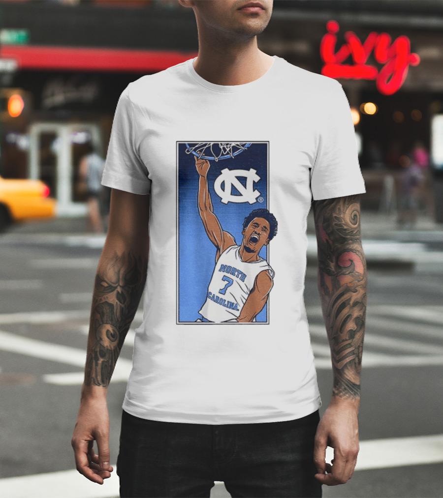North Carolina Tar Heels Seth Trimble Basketball Dunk T-Shirt
