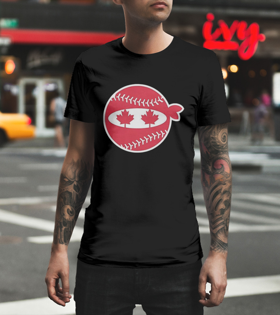 Canada Baseball Maple Leaf Ninja Pitching T-Shirt