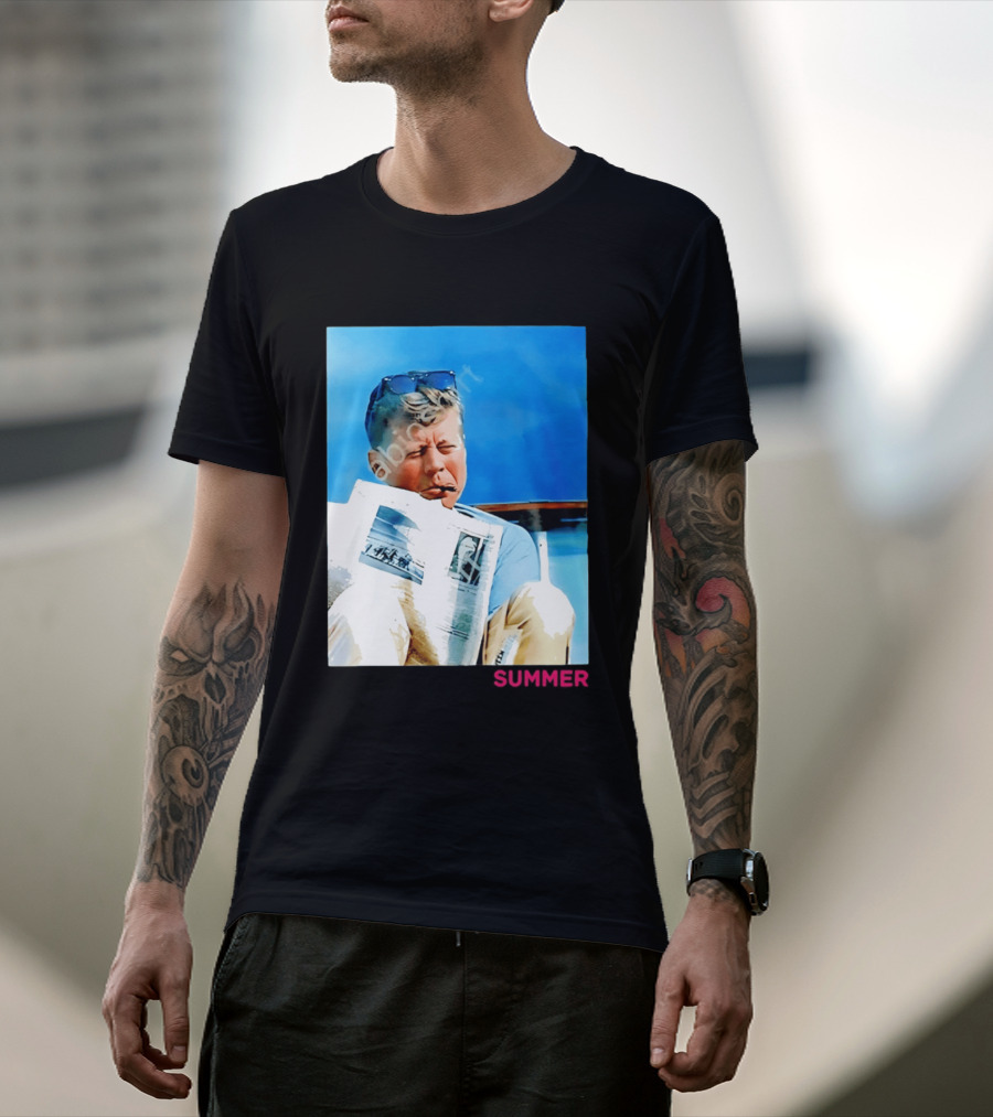 Barstool Sports JFK Summer Sunglasses Reading News T-Shirt