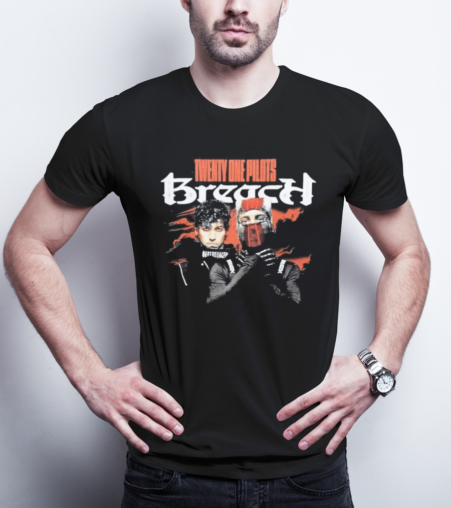 Twenty One Pilots Breach Duo Masked Faces Red Accents T-Shirt
