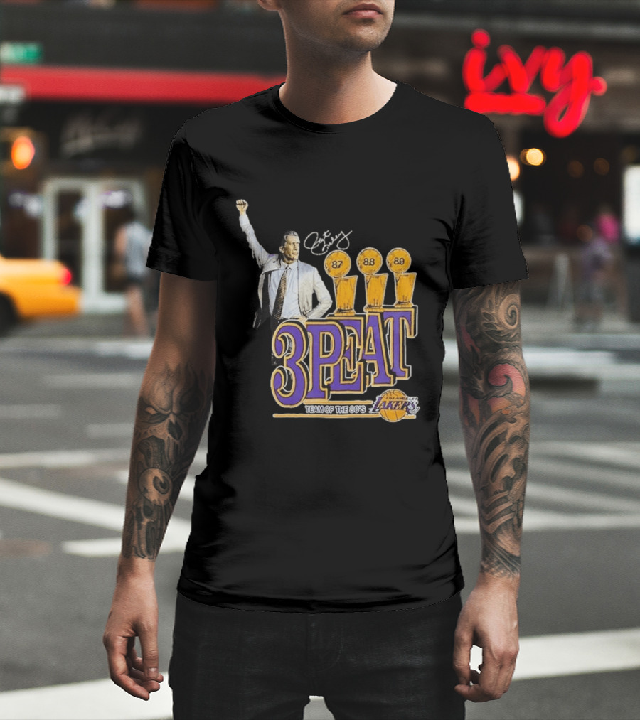 Los Angeles Lakers 3PEAT Team Of The 80's 87 88 89 Pat Riley T-Shirt