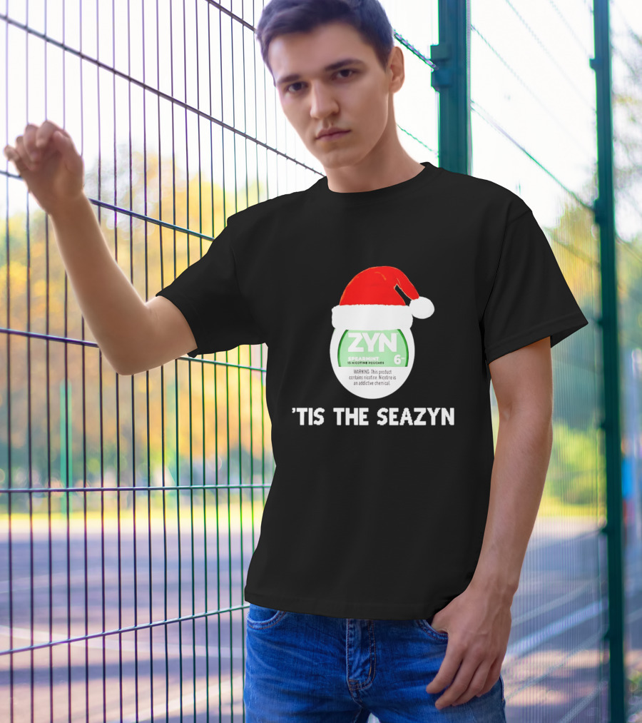 Zyn Spearmint Christmas Tis The Seazyn With Santa Hat T-Shirt