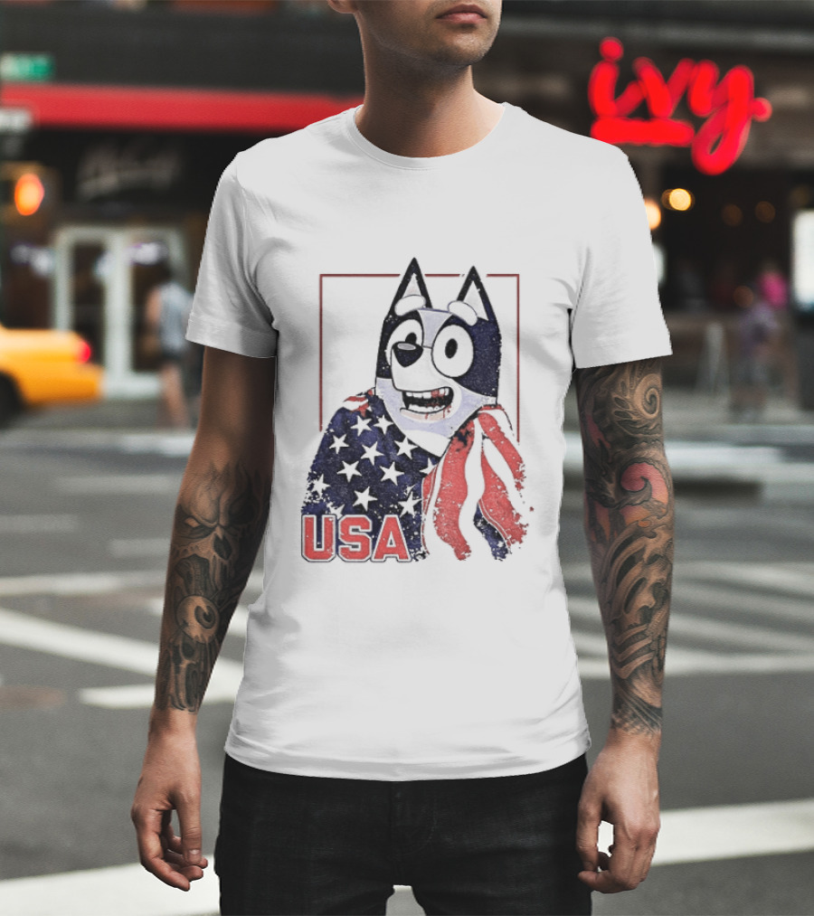 USA Bluey Hockey Jack Hughes Team Smile T-Shirt