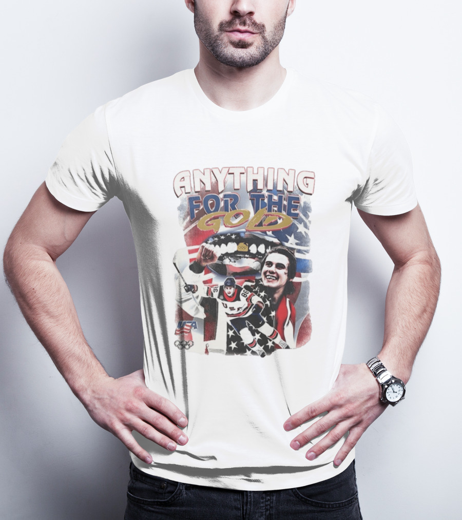 Anything For The Gold Usa Hockey American Flag Jack Hughes T-Shirt