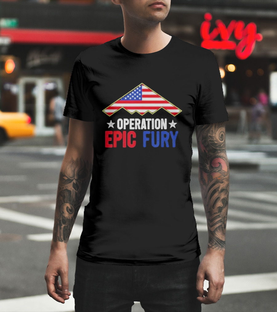 Operation Epic Fury 2026 American Flag Motif T-Shirt