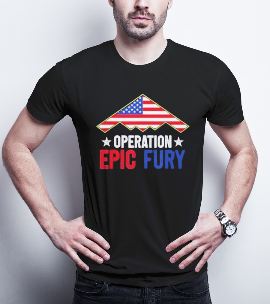 Operation Epic Fury 2026 American Flag Motif T-Shirt