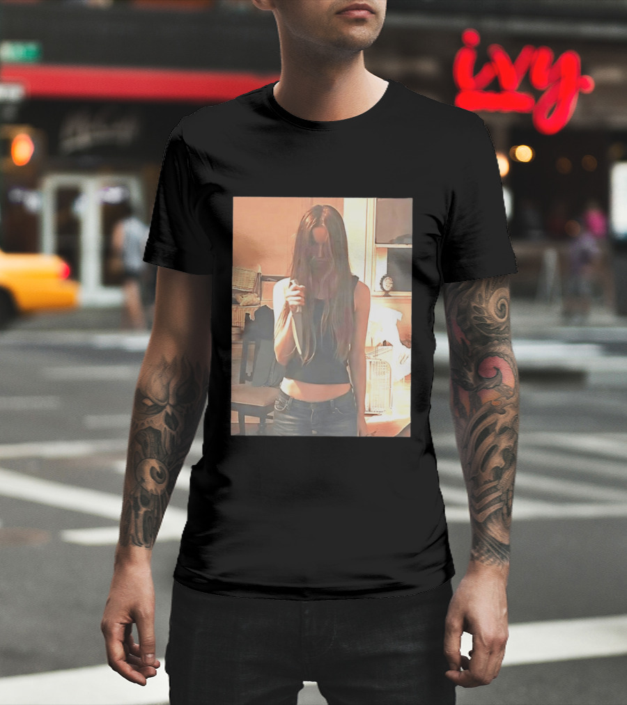 Long Hair Girl With Survival Knife In Room T-Shirt