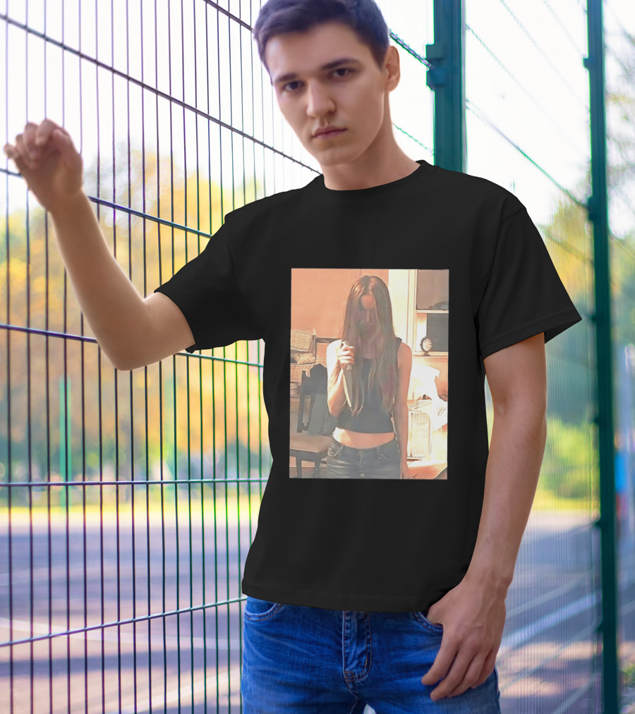 Long Hair Girl With Survival Knife In Room T-Shirt