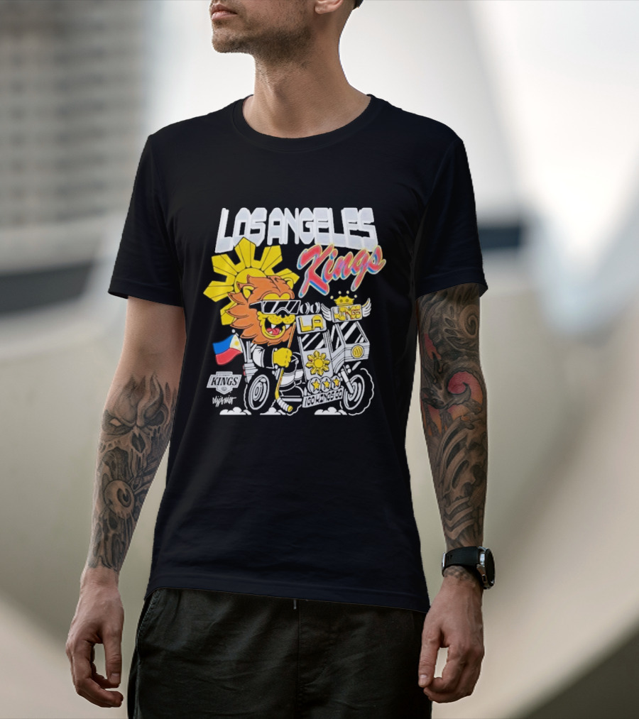 Los Angeles Kings Filipino Heritage Night LA Kings Sun Lion Flag Motorcycle T-Shirt