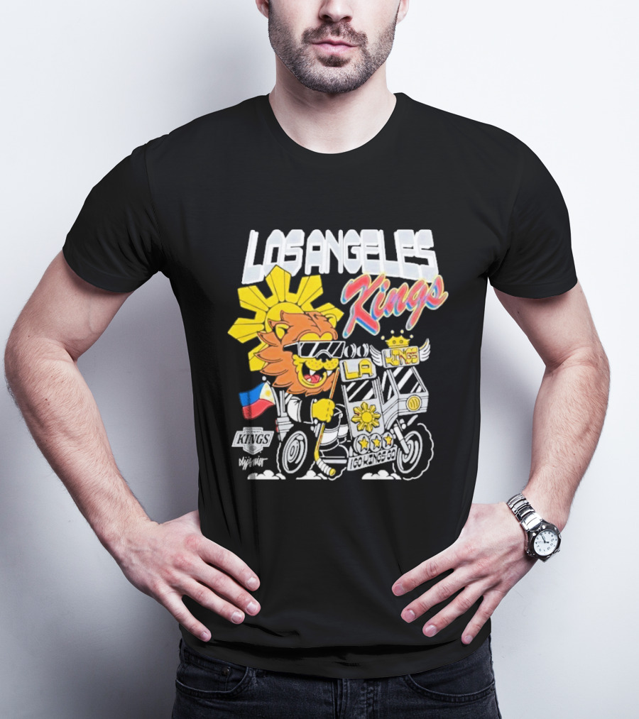 Los Angeles Kings Filipino Heritage Night LA Kings Sun Lion Flag Motorcycle T-Shirt