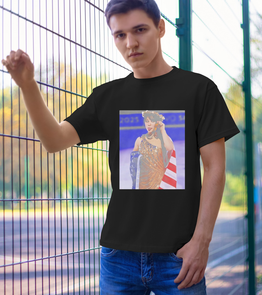 Alysa Liu Gold Medal USA Team Celebration With American Flag T-Shirt