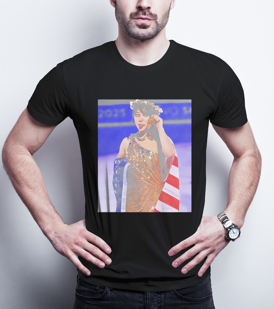 Alysa Liu Gold Medal USA Team Celebration With American Flag T-Shirt