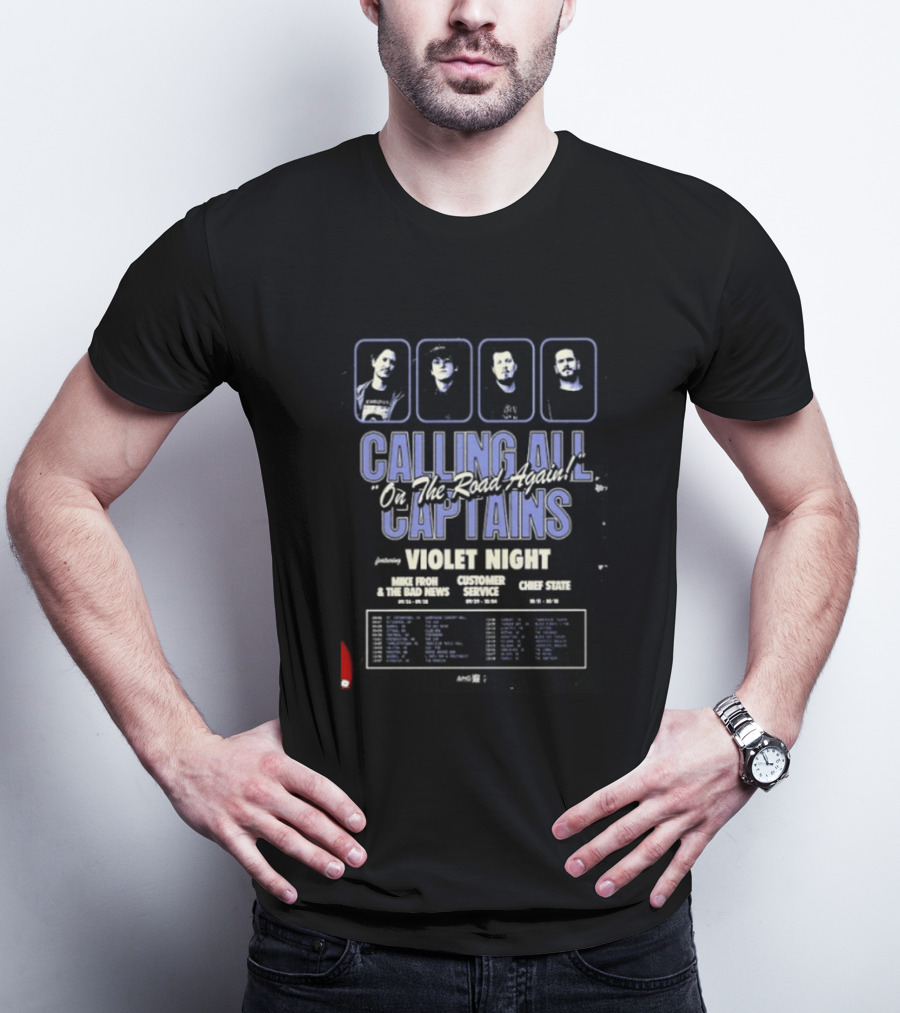 Calling All Captains On The Road Again Tour 2025 Violet Night Mike Froh The Bad News Customer Service Chief State T-Shirt