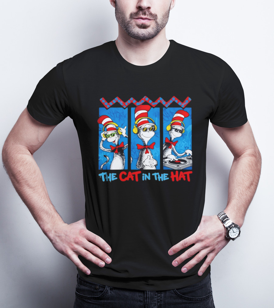 The Cat In The Hat Dr Seuss DJ Headphones And Sunglasses T-Shirt