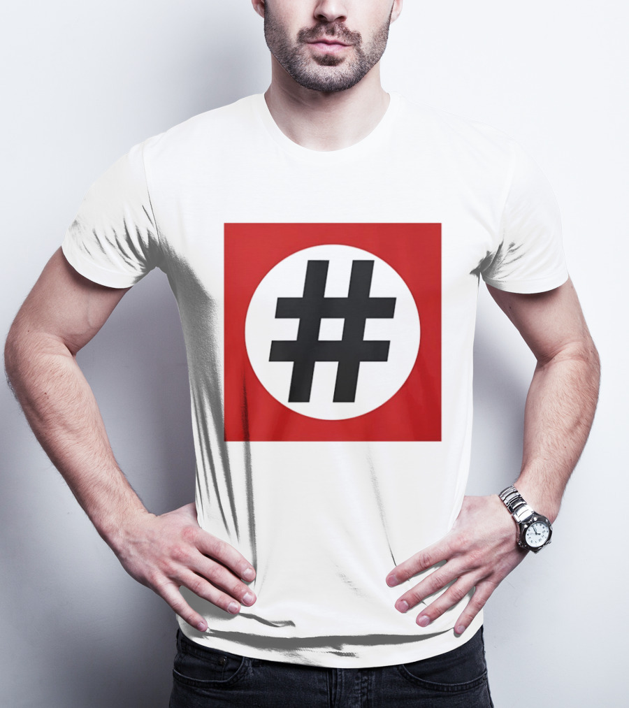 Hashtag Symbol Black On Red Square T-Shirt