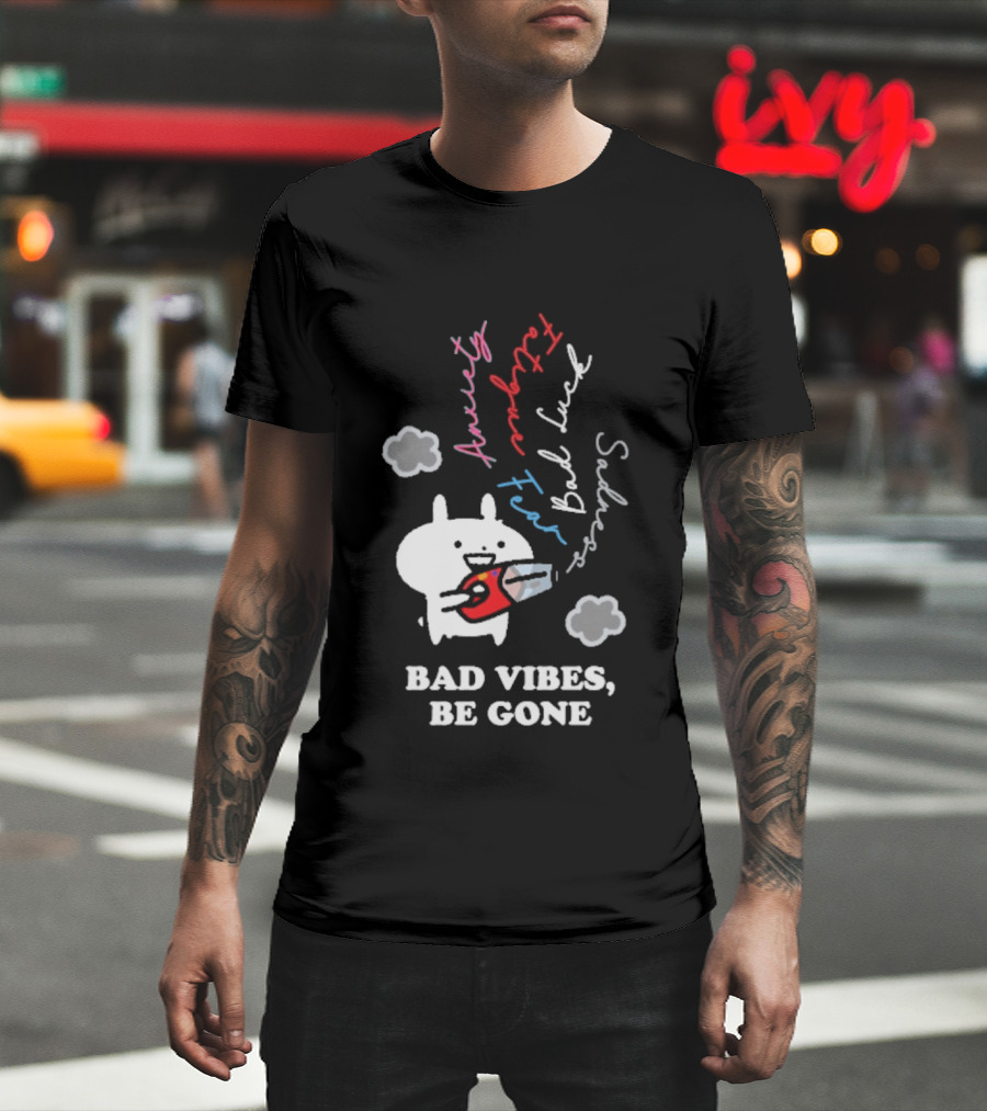 Usagyuuun Bad Vibes Be Gone Lucky Fast Silver Happiness T-Shirt