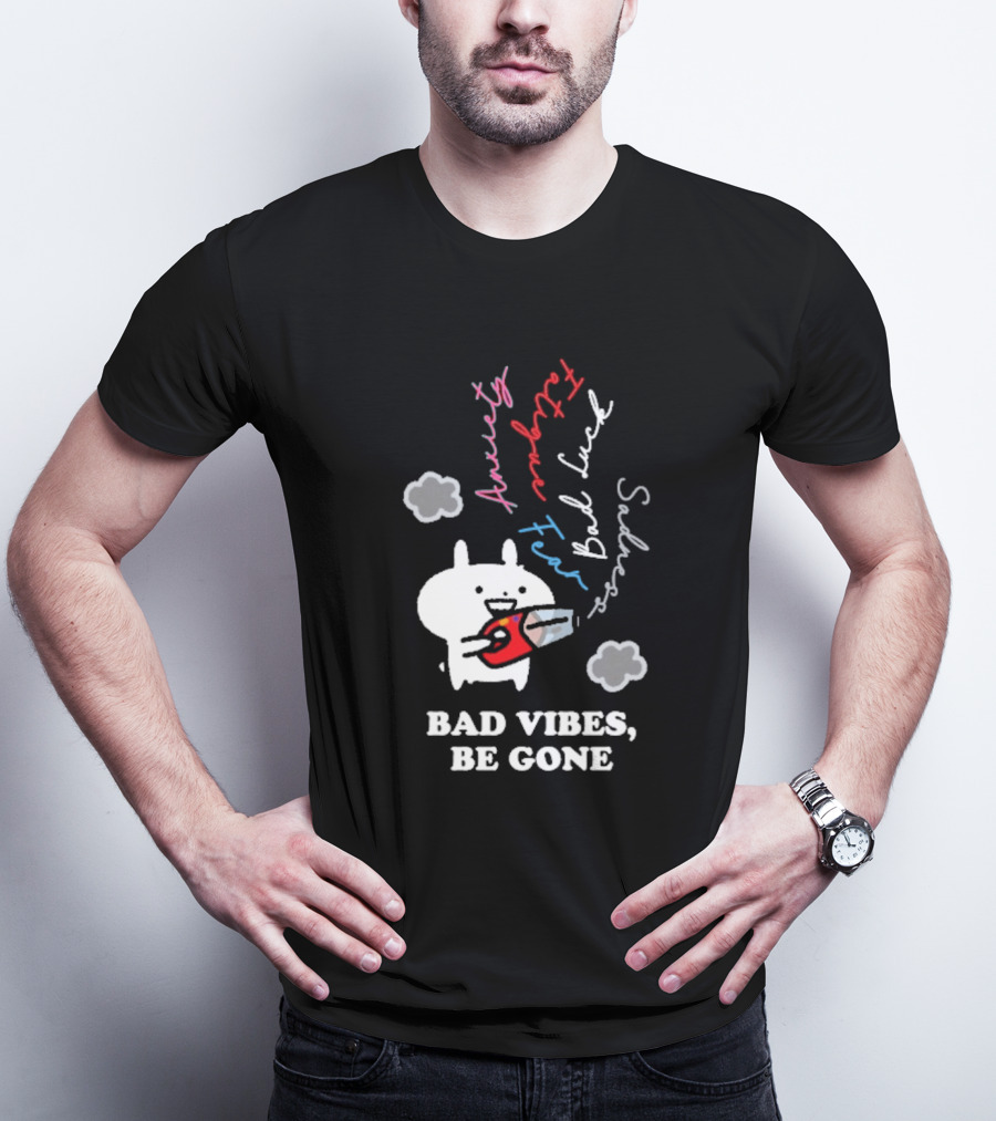 Usagyuuun Bad Vibes Be Gone Lucky Fast Silver Happiness T-Shirt