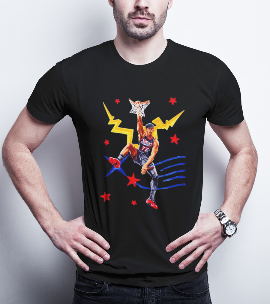 VJ Edgecombe 77 Philadelphia 76ers Basketball Dunking Action T-Shirt