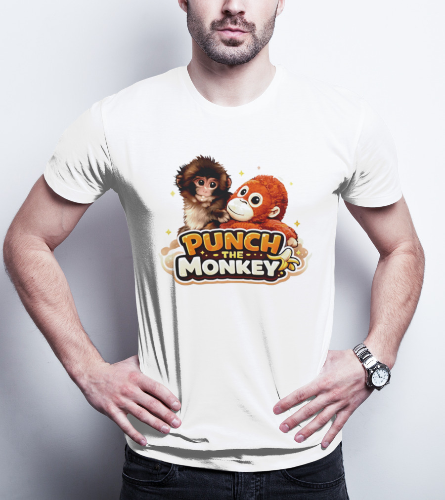 Punch The Monkey Cute Plush Cartoon T-Shirt