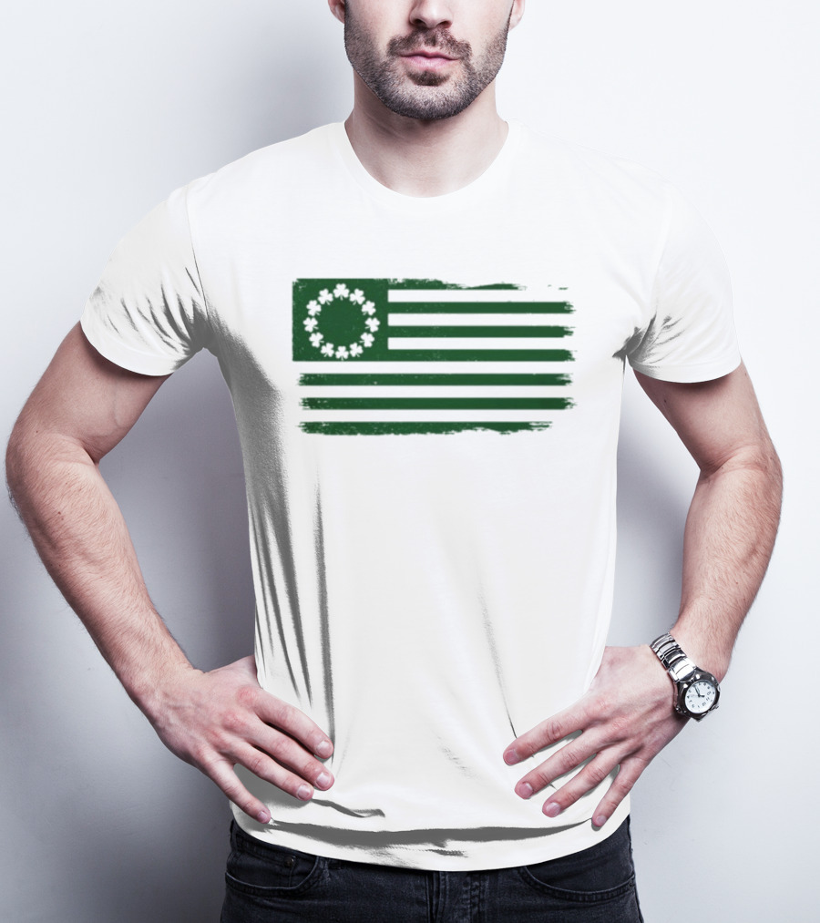 Betsy Ross Flag With Shamrock Circle Stars T-Shirt
