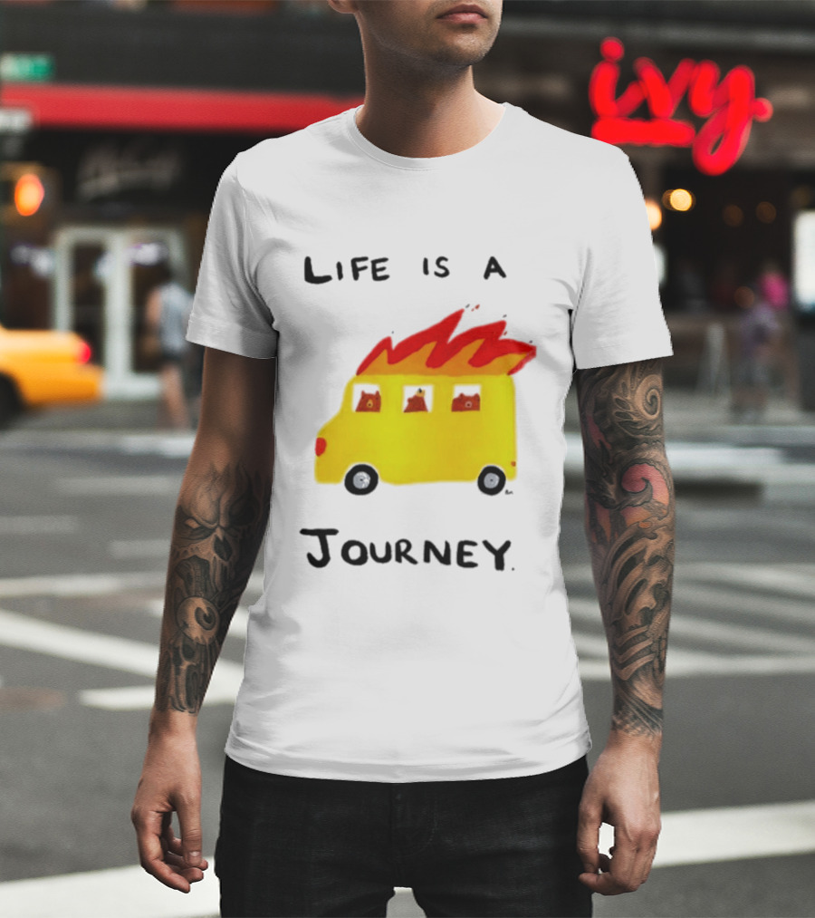 Billy Murphy Life Is A Journey Flaming Bus Adventure T-Shirt
