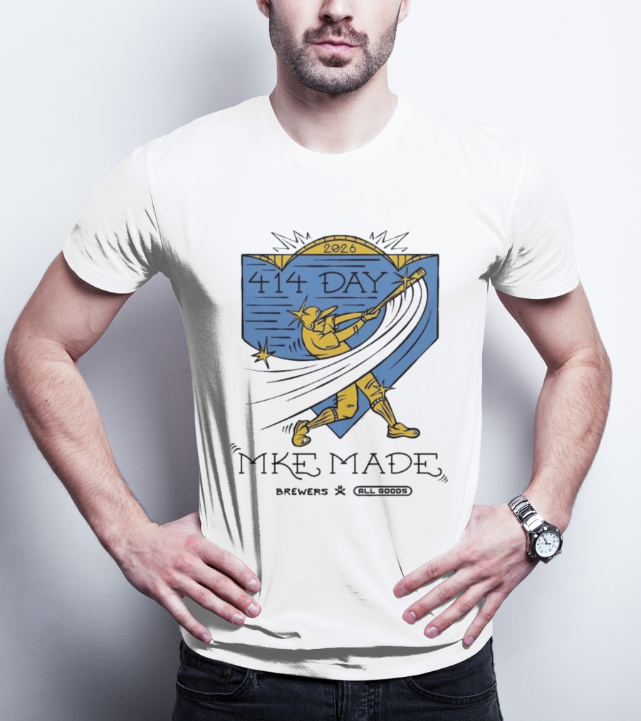 Brewers 414 Day MKE Made 2026 Baseball Player T-Shirt