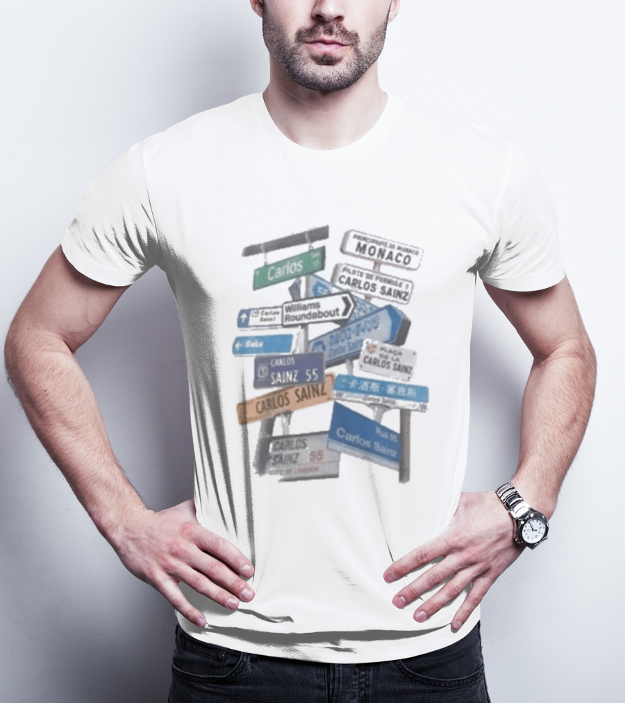 Carlos Sainz Signs Circuit Racing Directions Formula 1 Pilgrimage T-Shirt