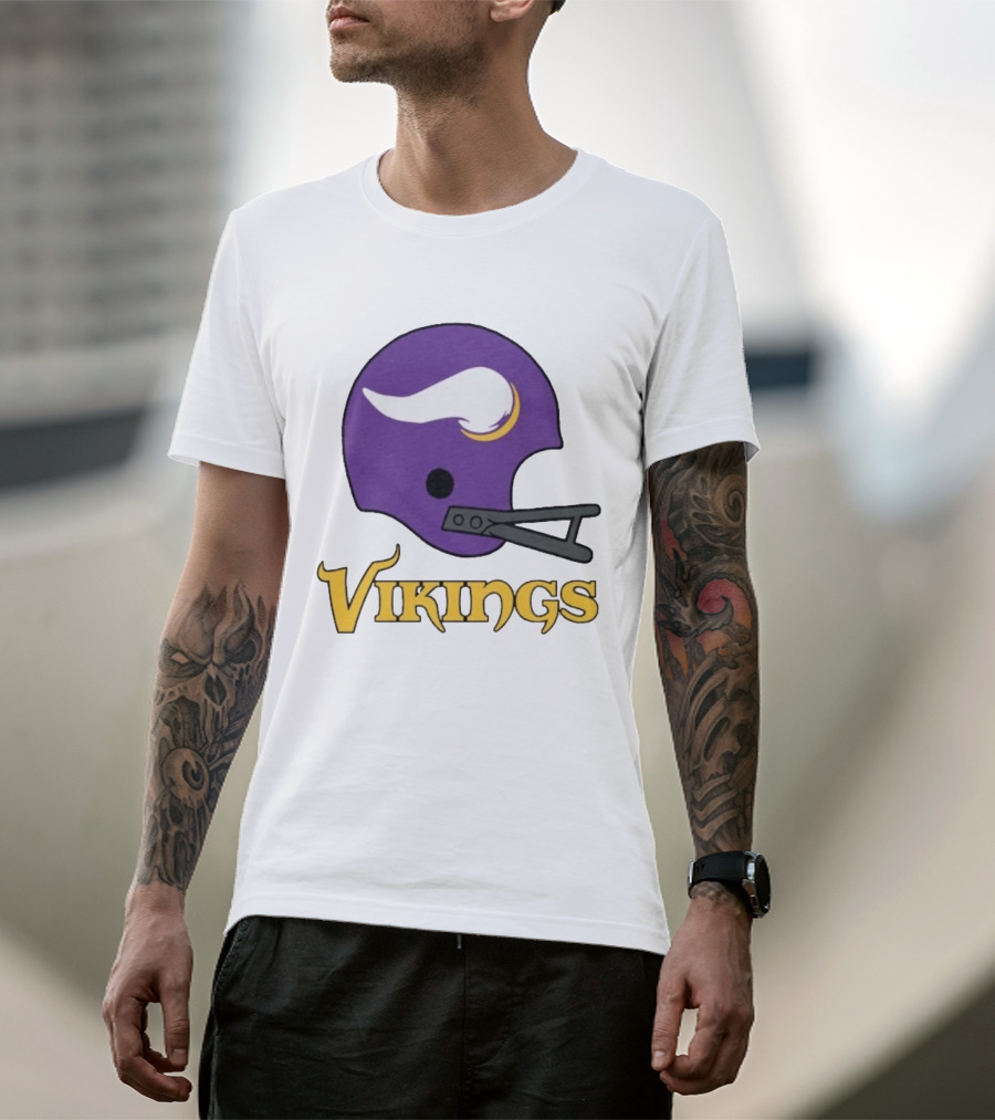 Vikings Minnesota Big Helmet Purple Football Team T-Shirt