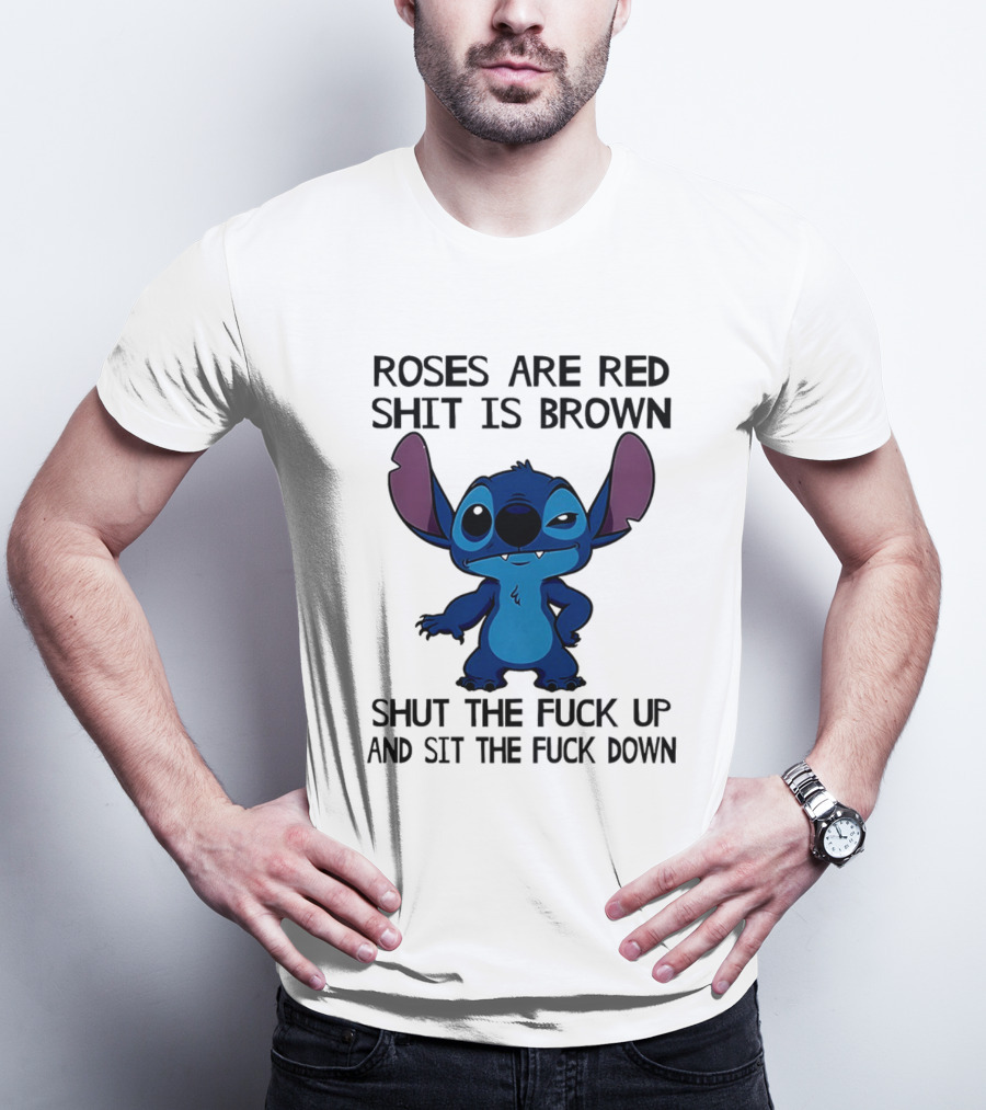 Stitch Roses Are Red Shit Is Brown T-Shirt