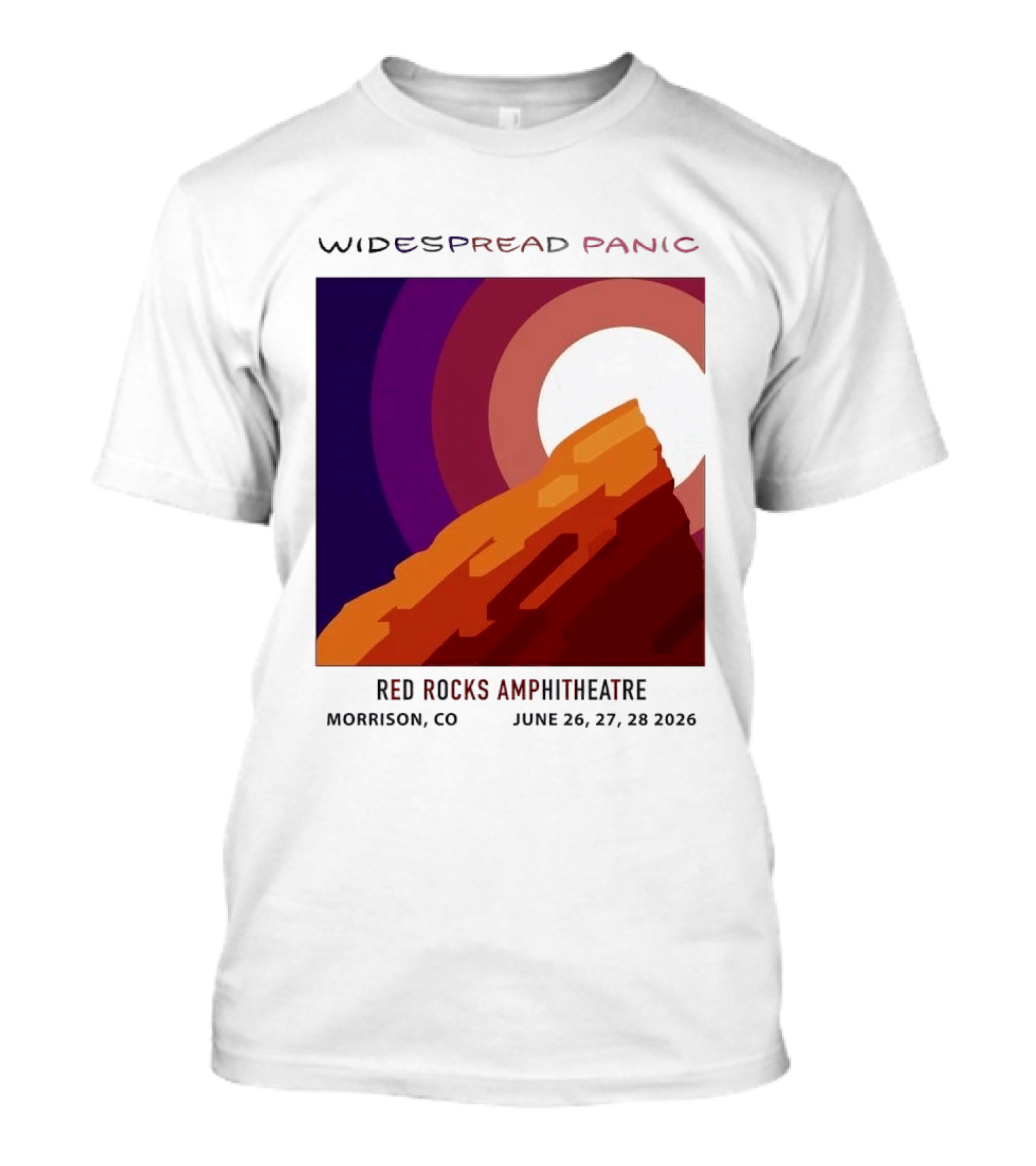 Widespread Panic Red Rocks Amphitheatre Morrison CO June 26 27 28 2026 T-Shirt