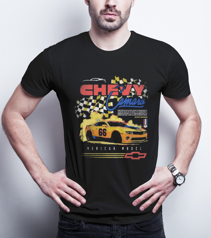Chevy Camaro 55 American Muscle Race Car Faded Chevrolet T-Shirt