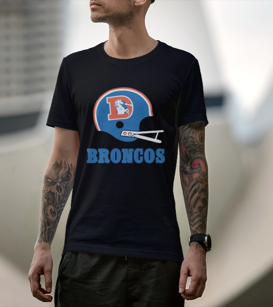 Denver Broncos Retro Football Helmet Graphic Broncos T-Shirt
