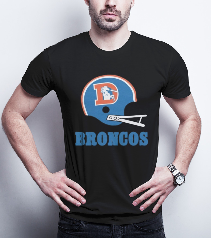 Denver Broncos Retro Football Helmet Graphic Broncos T-Shirt