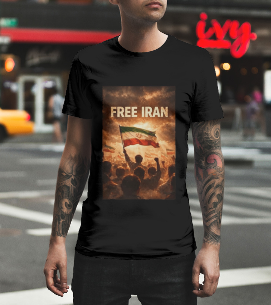 Free Iran Flag Protest With Crowd T-Shirt