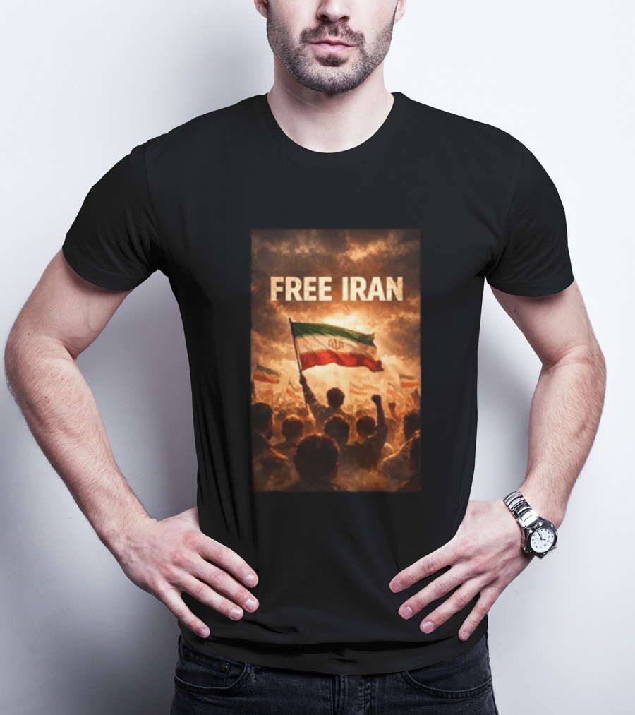 Free Iran Flag Protest With Crowd T-Shirt