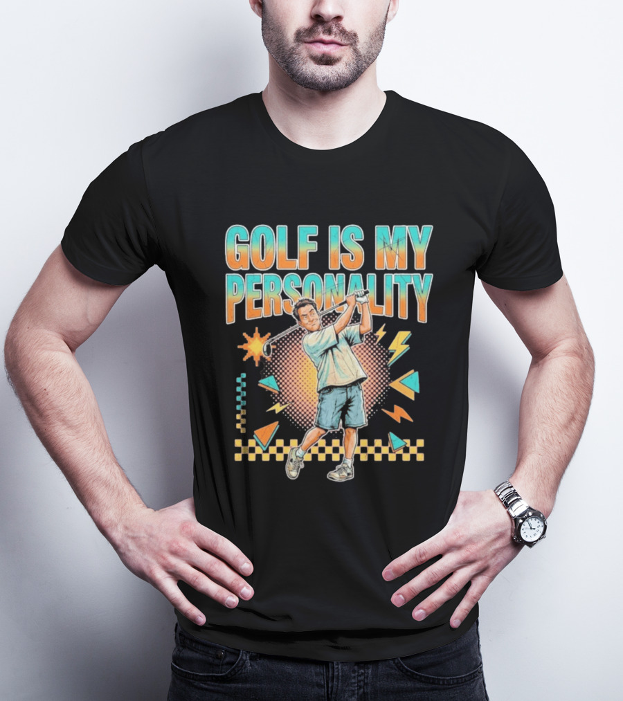 Golf Is My Personality Retro Style Swinging Golfer T-Shirt