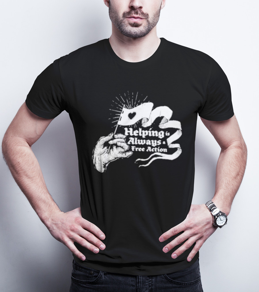 Mcelroy Helping Always Free Action Heart Banner Radiant T-Shirt